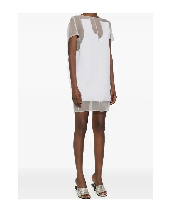 Khaite Winona Dress With Short Sleeves And Keyhole Back - Chalk