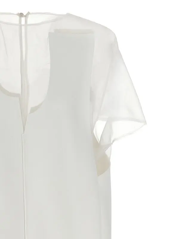 Khaite Winona Dress With Short Sleeves And Keyhole Back - Chalk
