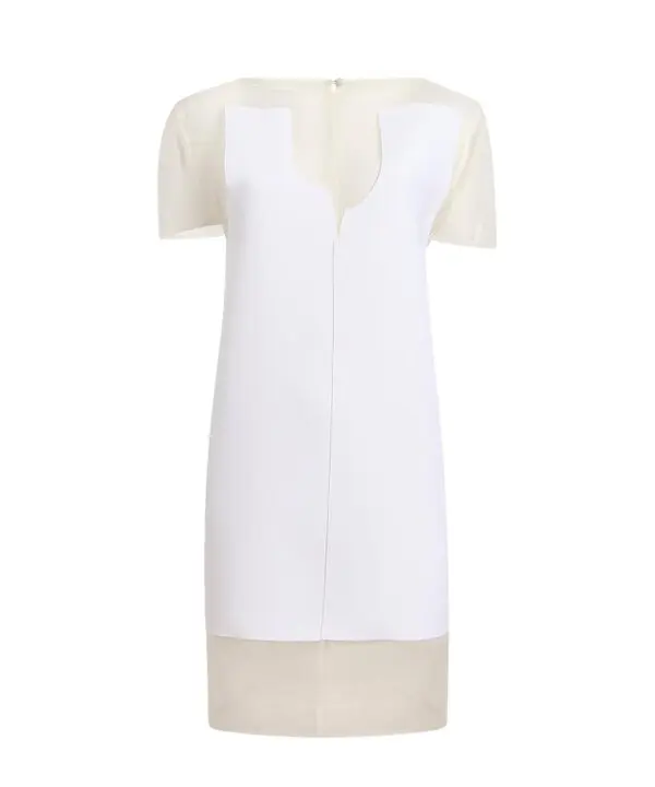 Khaite Winona Dress With Short Sleeves And Keyhole Back - Chalk
