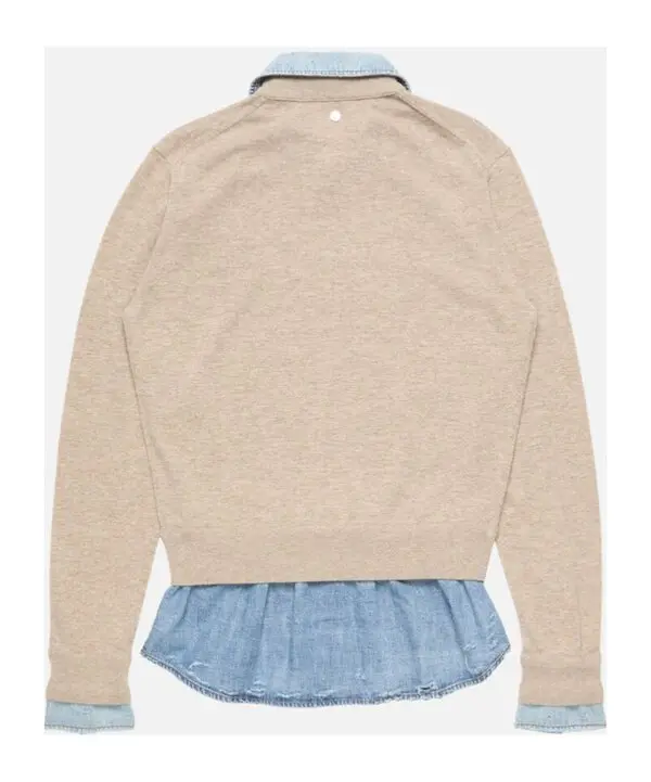 Acne Studios Layered V-neck Sweater With Denim Collar
