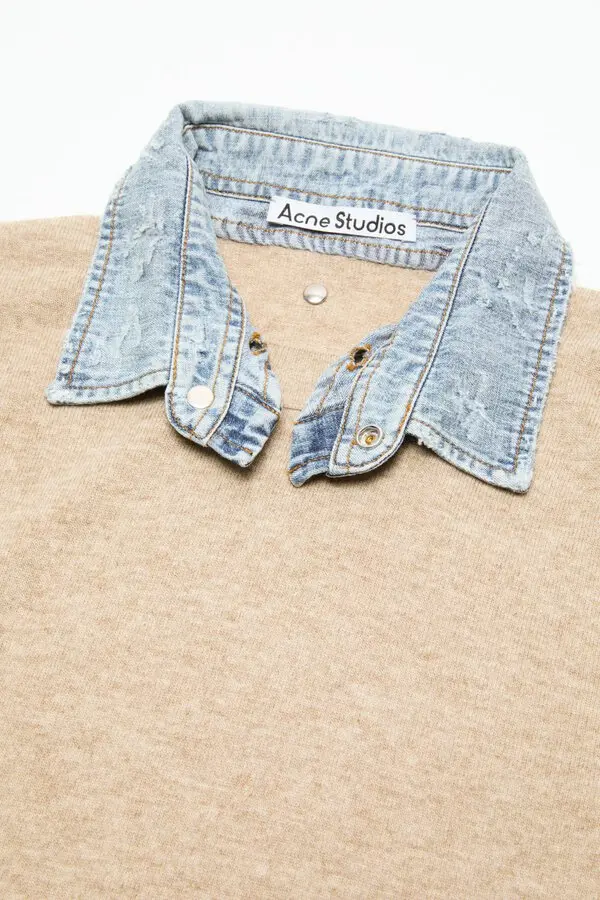 Acne Studios Layered V-neck Sweater With Denim Collar