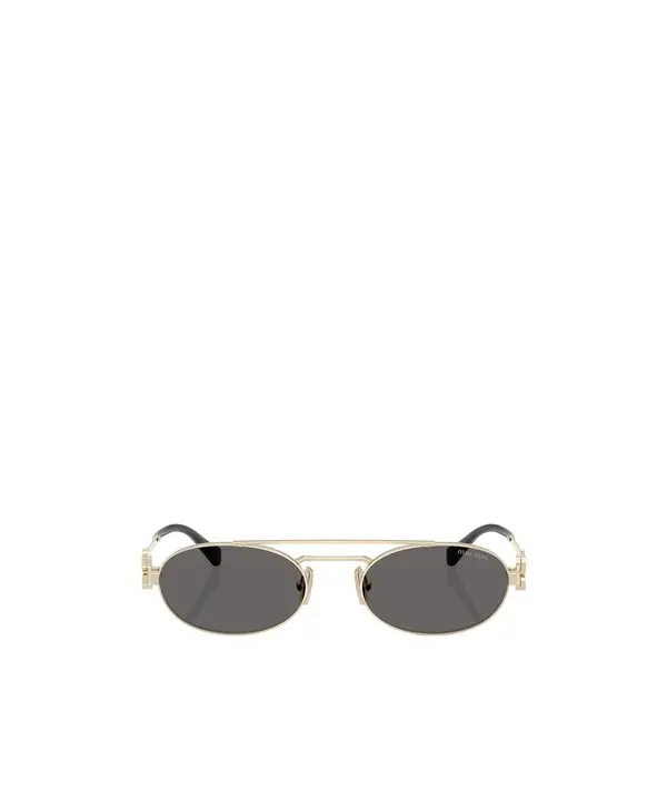 Miu Miu Oval Frame Sunglasses - Golden