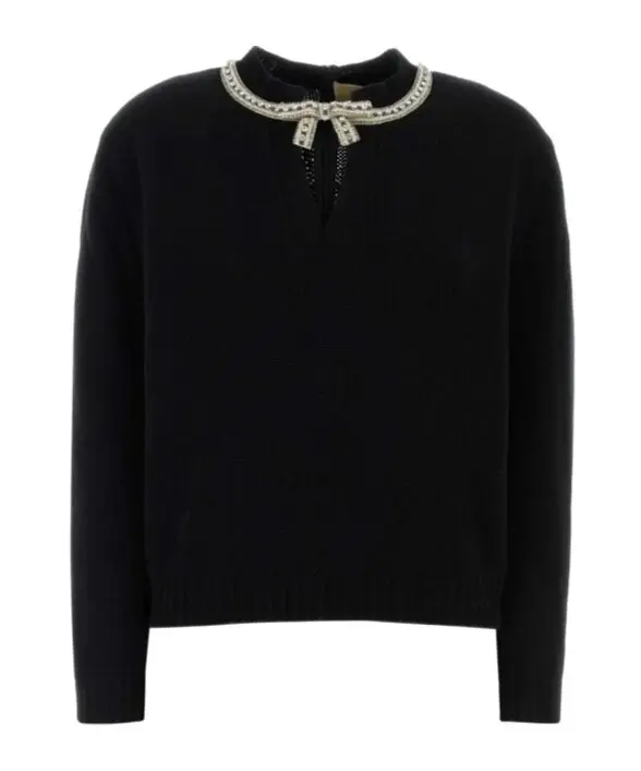 Valentino Garavani V-neck Jumper With Bow Embellishment