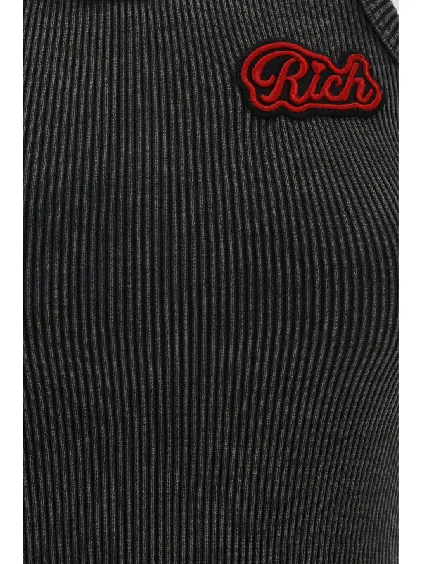 Alessandra Rich Sleeveless Ribbed Logo Tank Top