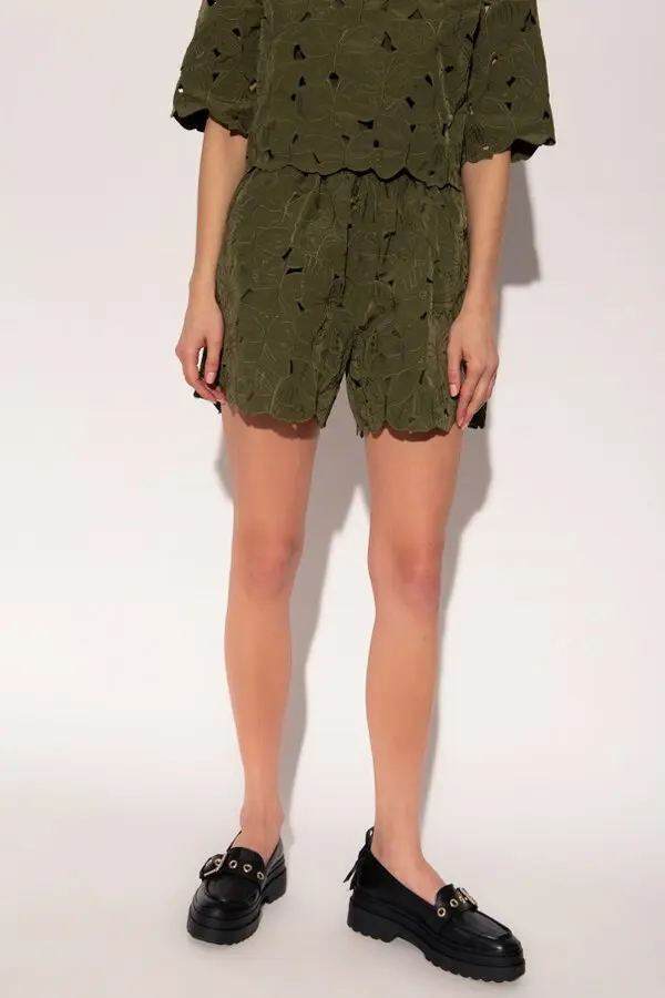 Red Valentino High-waisted Lace Detailed Shorts - Green