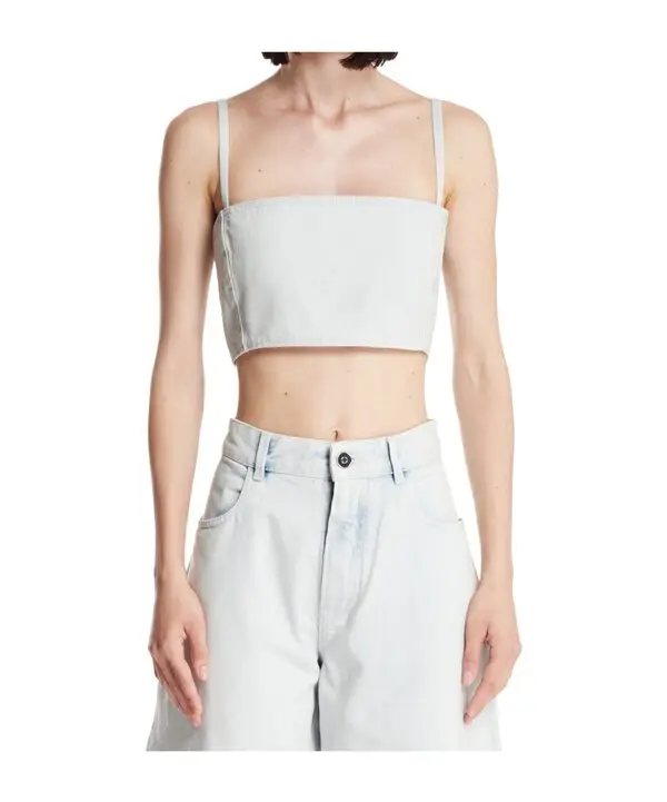 Alaïa Sleeveless Straight Collar Zip Up Top - White