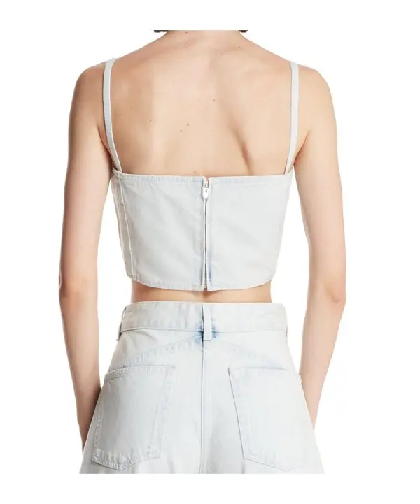 Alaïa Sleeveless Straight Collar Zip Up Top