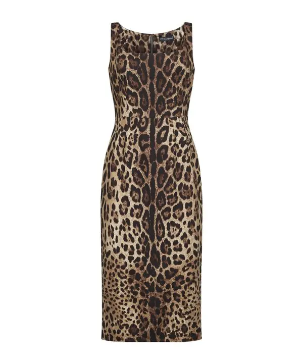 Dolce & Gabbana Leopard Print Sleeveless Zip-up Dress