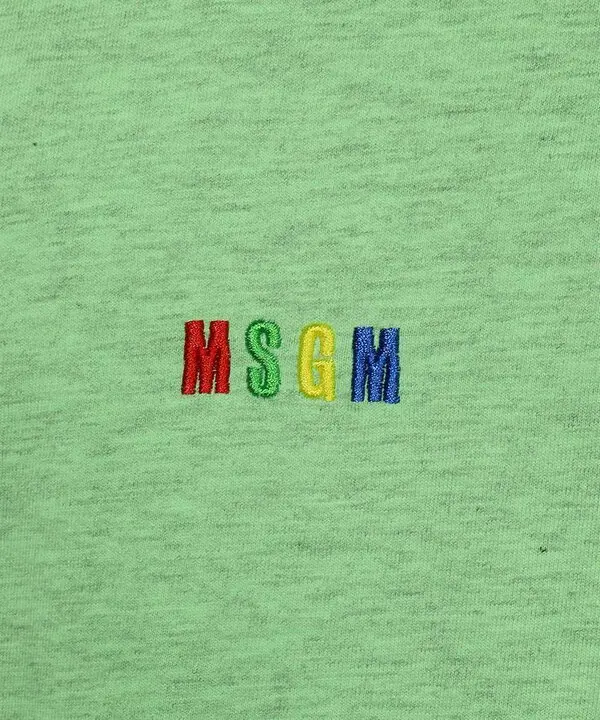 MSGM Logo Embroidered Crewneck T-shirt - Green