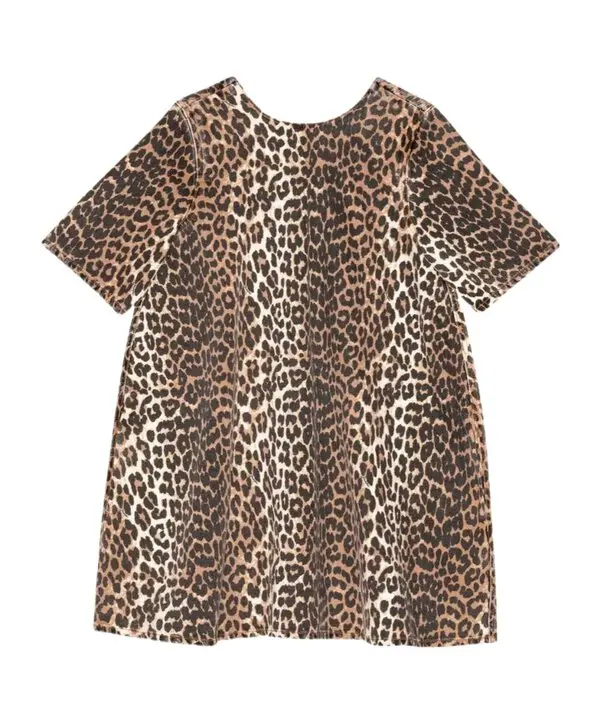 GANNI Leopard Print Mini Dress - Camel