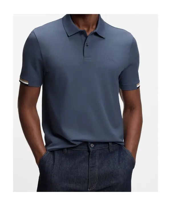 Hugo Boss Rubberized Logo Regular-fit Polo Shirt - Blue