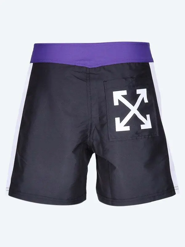 Off-White Logo Print Drawstring Swim Shorts