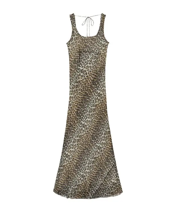 GANNI Print Sleeveless Maxi Dress - Leopard