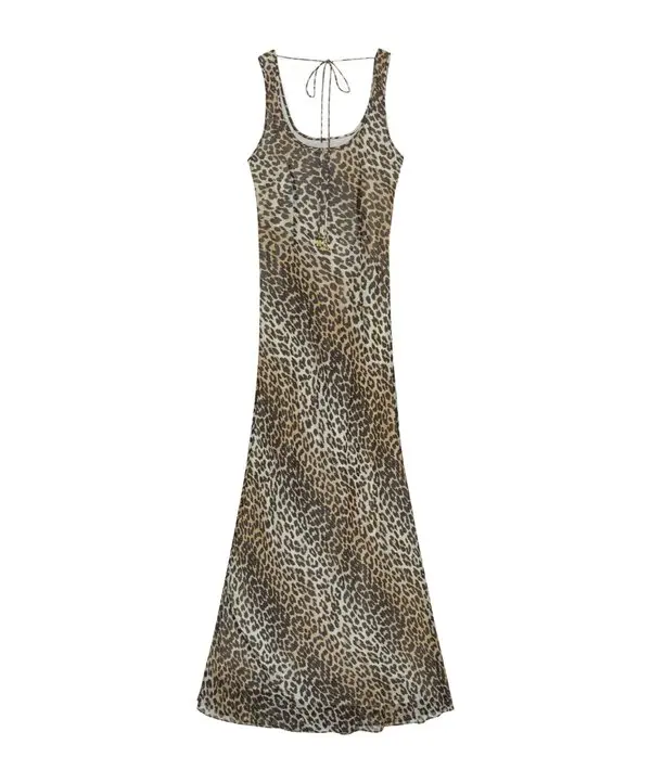 GANNI Print Sleeveless Maxi Dress - Leopard