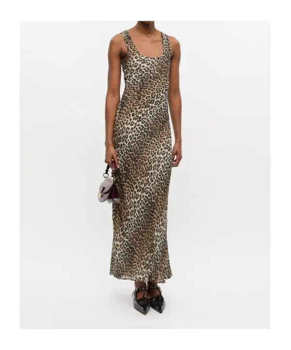 GANNI Print Sleeveless Maxi Dress - Leopard