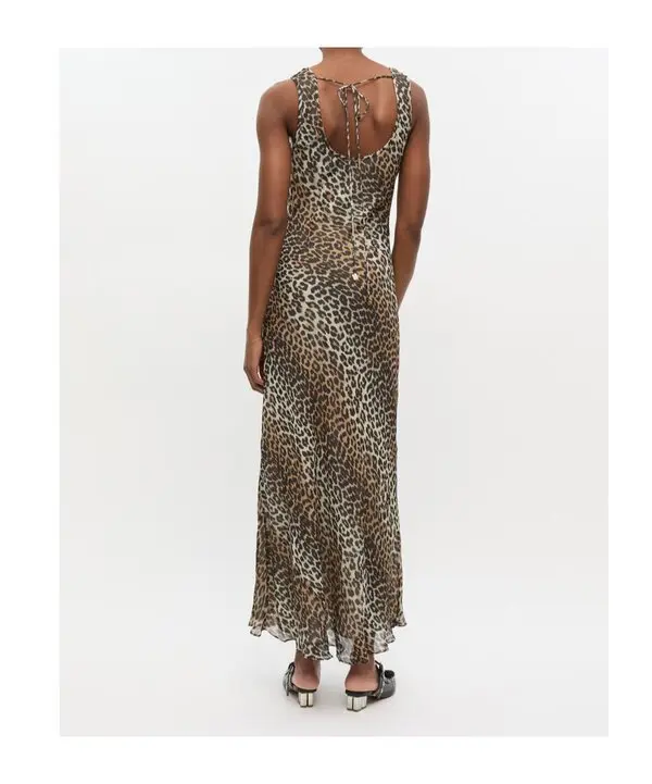 GANNI Print Sleeveless Maxi Dress - Leopard