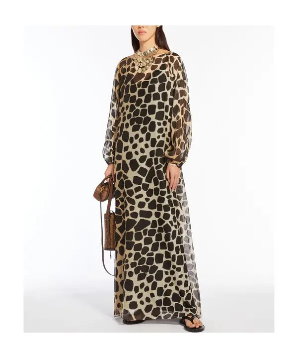 Max Mara Printed Long Sleeve Maxi Dress