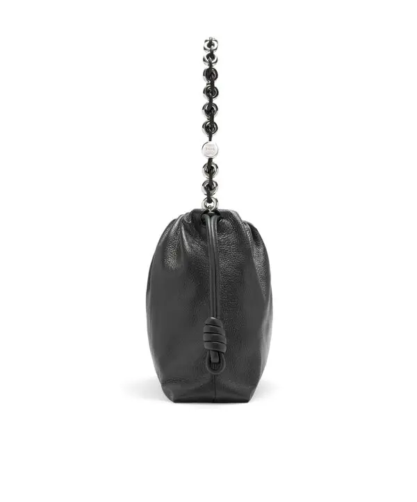Loewe Flamenco Large Leather Drawstring Purse With Silver Tone Hardware - Black