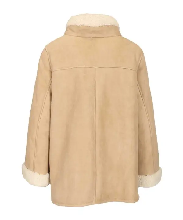 FAY Stand Collar Leather Jacket With Three-quarter Sleeves