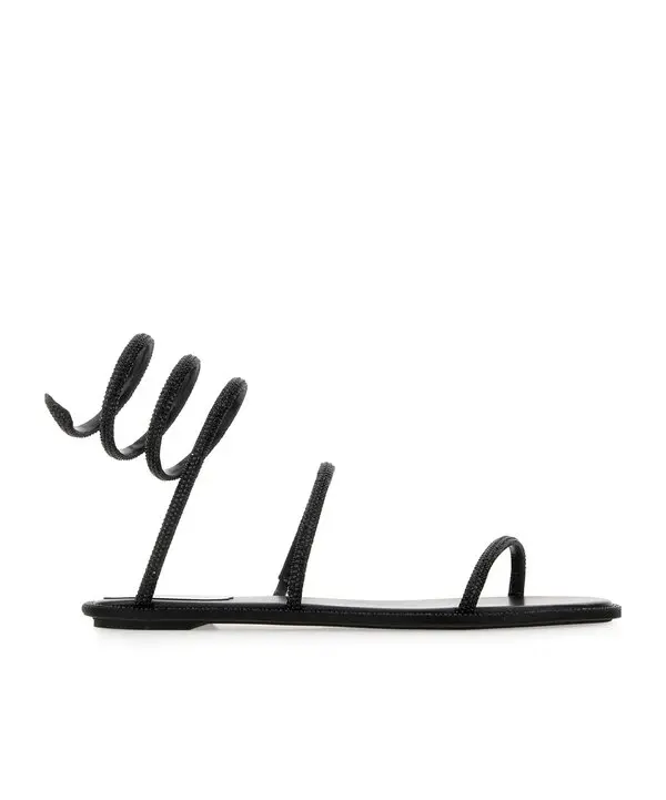 Rene Caovilla Embellished Flat Sandals - Black