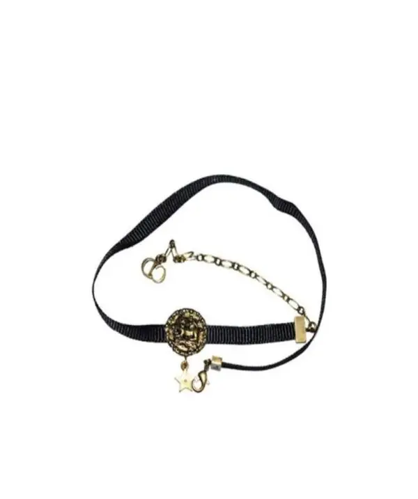 Dior Lion Motif Charm Bracelet With Star Pendant - Black