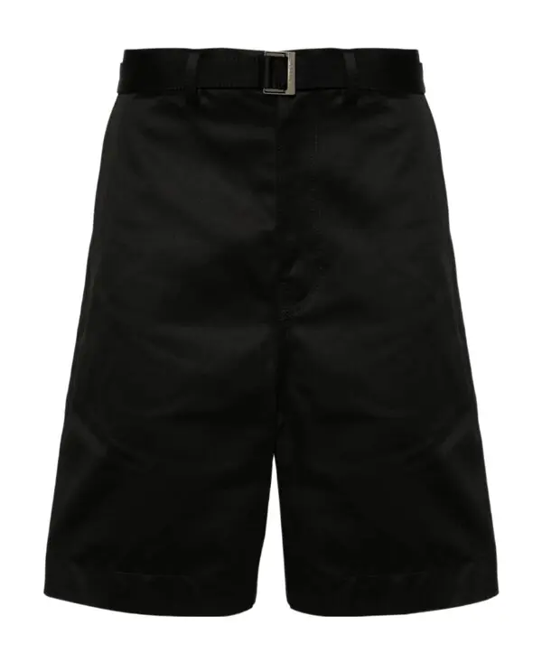 Sacai Wide-leg Belted Cotton Chino Shorts