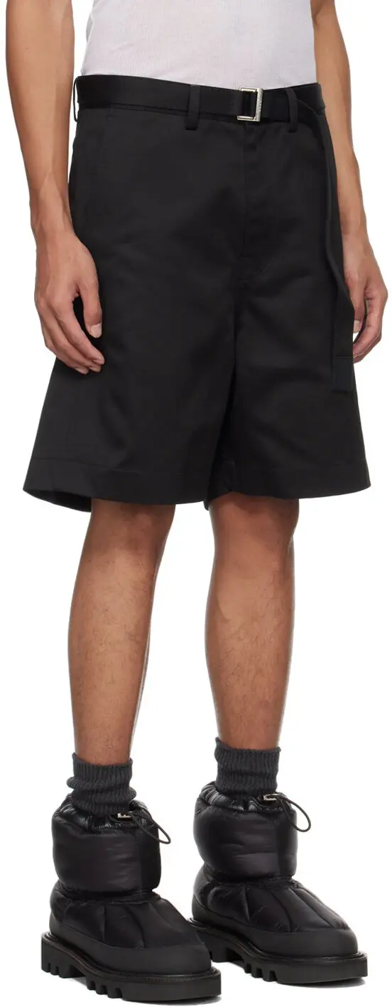 Sacai Wide-leg Belted Cotton Chino Shorts