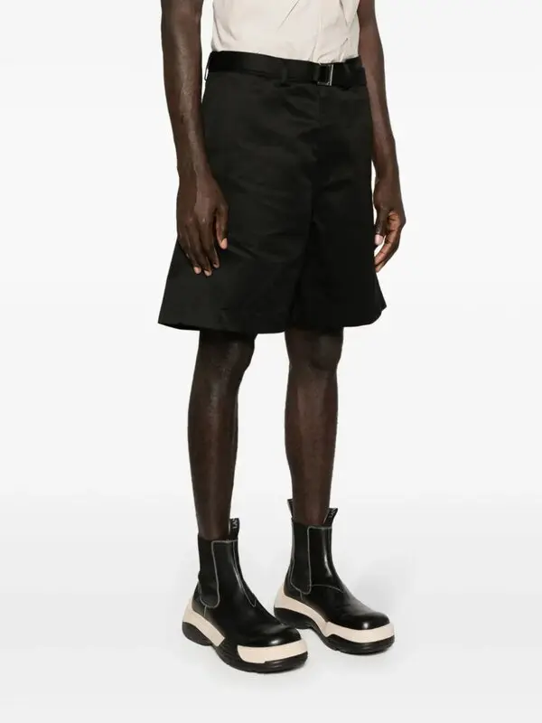 Sacai Wide-leg Belted Cotton Chino Shorts