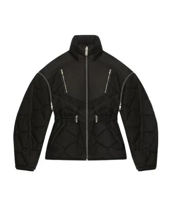 Givenchy Logo Detachable Sleeve Quilted Short Coat