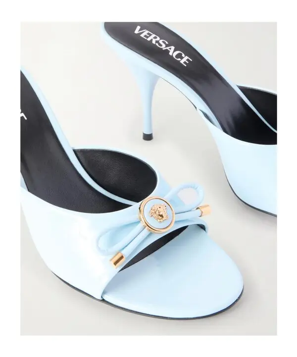 Versace Opera Bow Heeled Mules - Light Blue