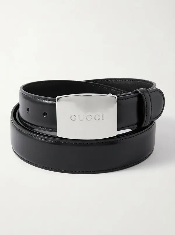 Gucci Reversible Belt With Plaque Buckle - Black