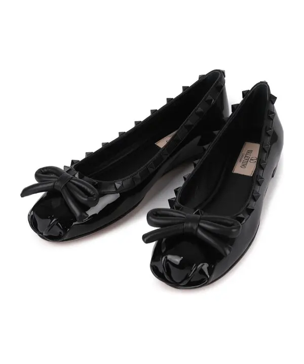 Valentino Garavani Studded Ballet Flats With Bow Detail
