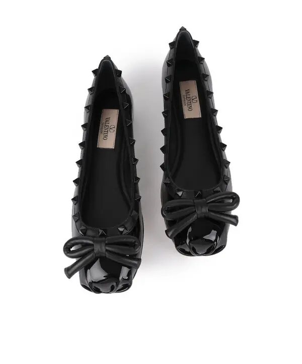 Valentino Garavani Studded Ballet Flats With Bow Detail