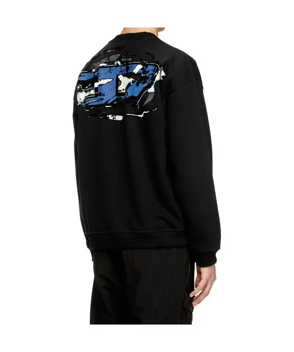 DIESEL® Cotton Blend Sweatshirt With Glitch Logo