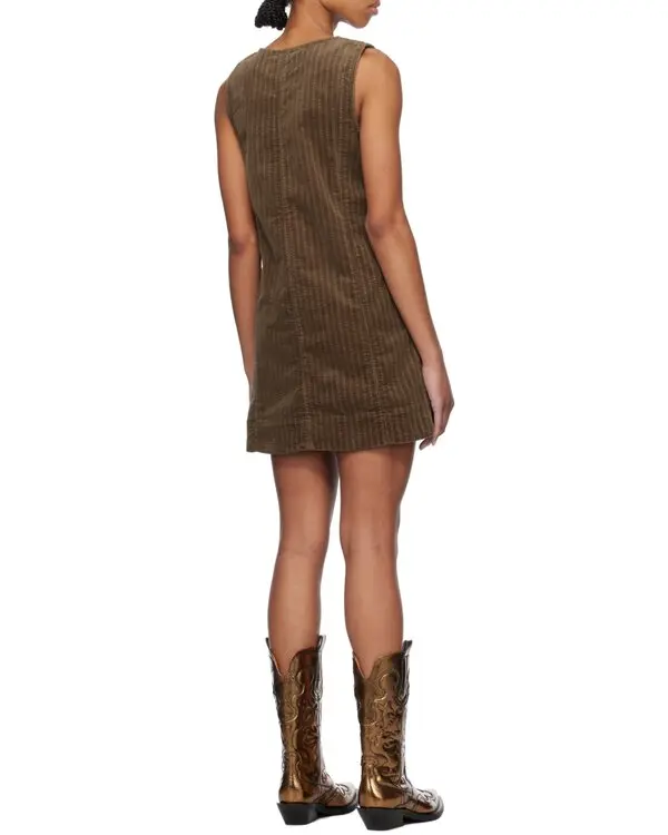 GANNI Corduroy Mini Dress With Chain Detail