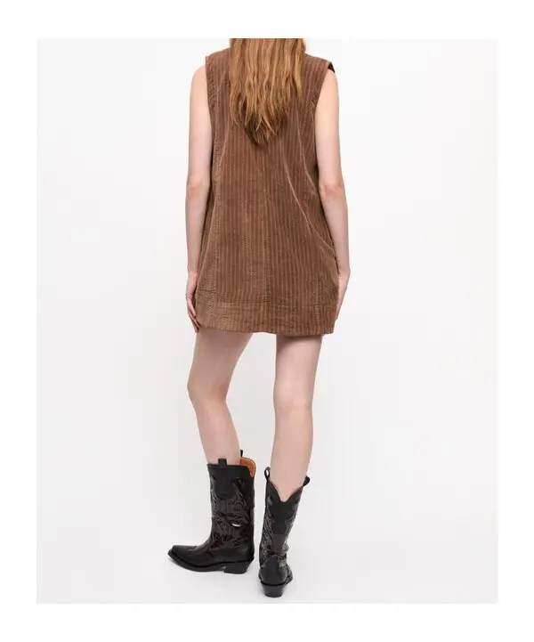 GANNI Corduroy Mini Dress With Chain Detail