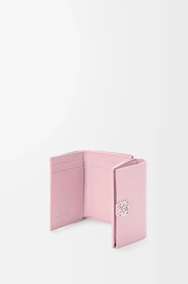 Loewe Anagram Trifold Wallet In Pebble Grained Calfskin - Flowering