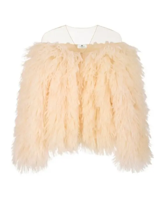 Elisabetta Franchi V-neck Fringed Jacket - Butter
