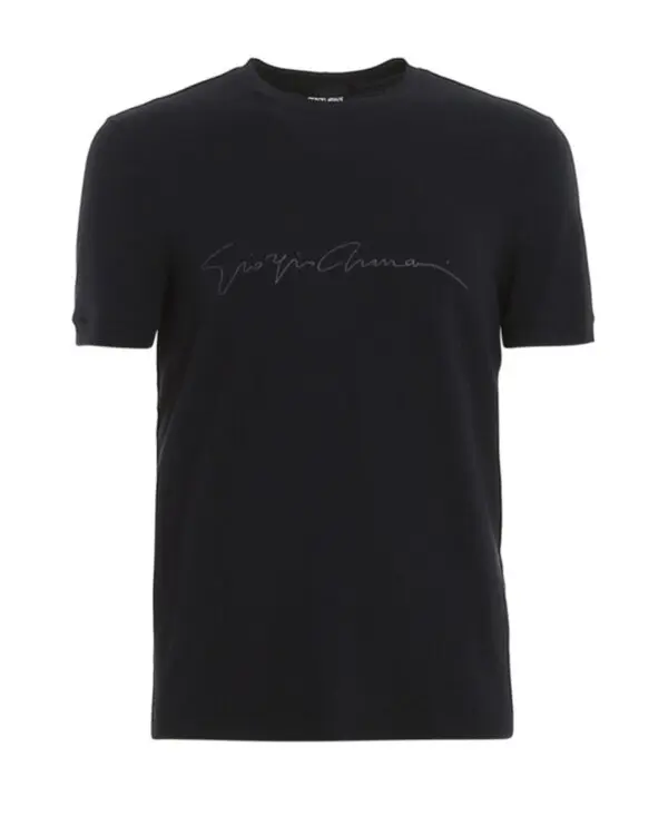 Giorgio Armani Logo Print Crewneck T-shirt - Black