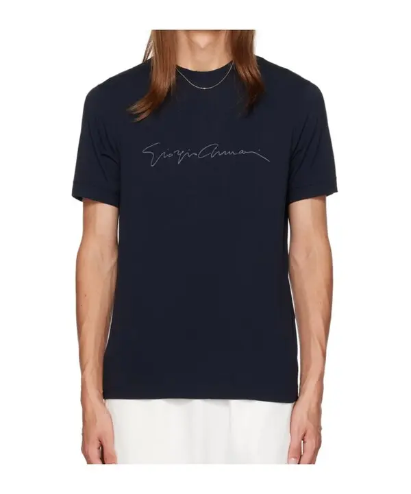 Giorgio Armani Logo Print Crewneck T-shirt - Black