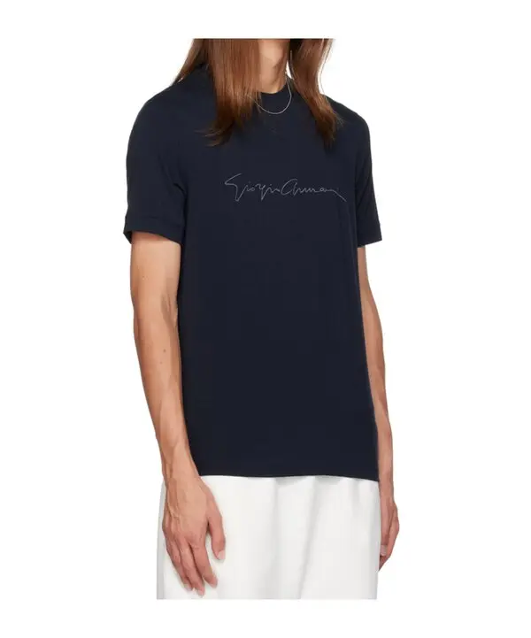 Giorgio Armani Logo Print Crewneck T-shirt - Black
