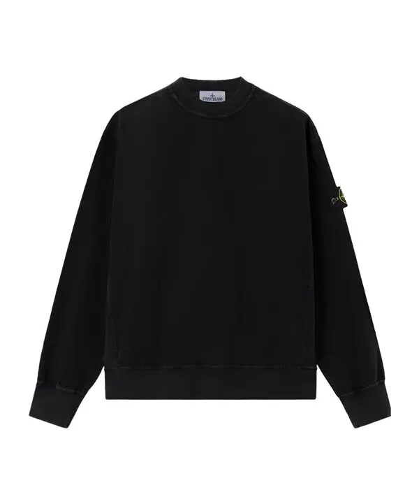 Stone Island Washed Effect Logo Patch Sweatshirt - Black