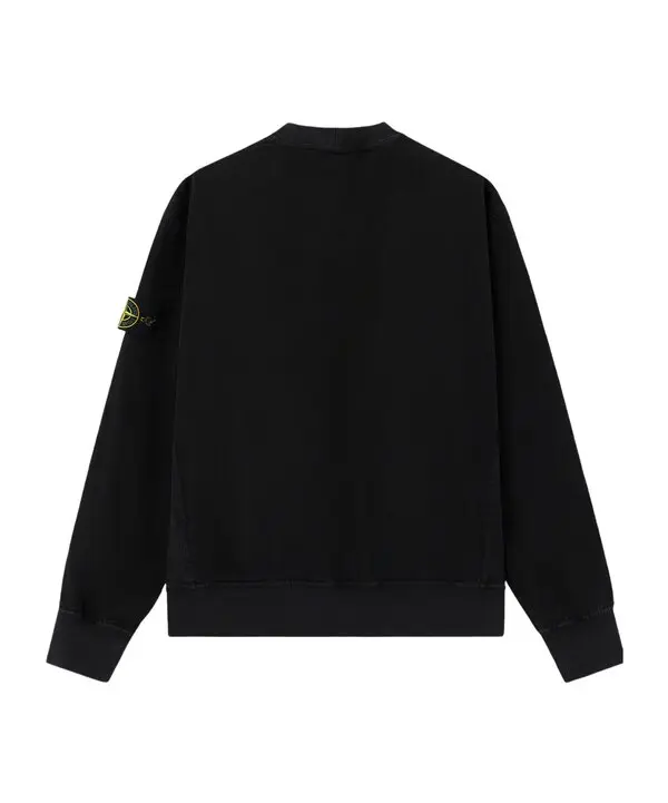 Stone Island Washed Effect Logo Patch Sweatshirt - Black