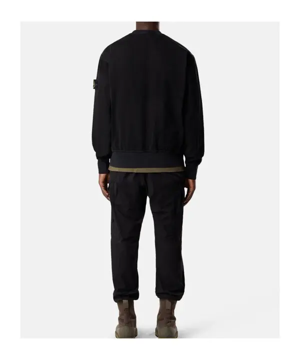 Stone Island Washed Effect Logo Patch Sweatshirt - Black