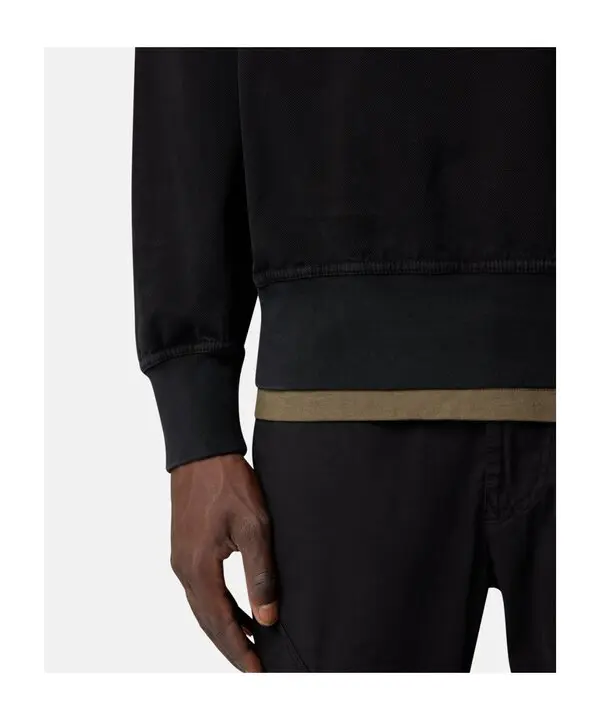 Stone Island Washed Effect Logo Patch Sweatshirt - Black
