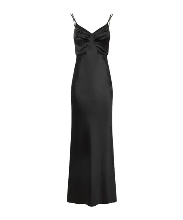 Elisabetta Franchi Draped Satin Maxi Dress - Black