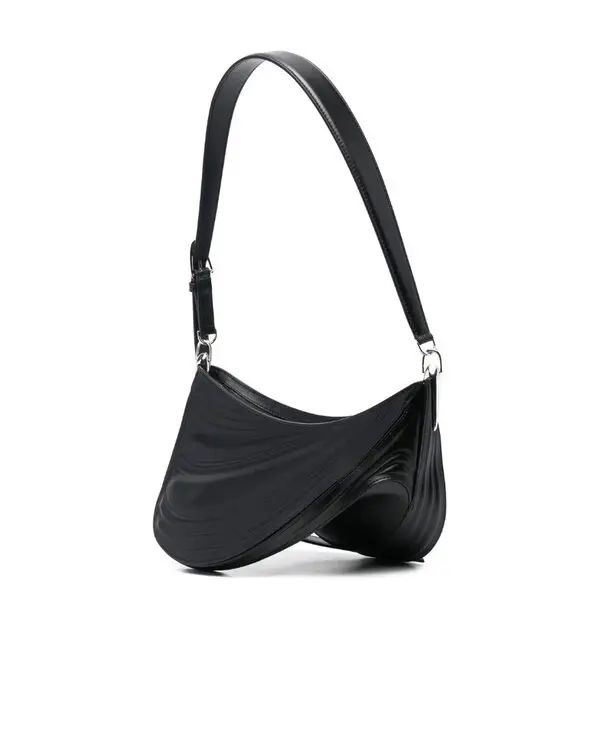MUGLER Logo Plaque Shoulder Bag - Black