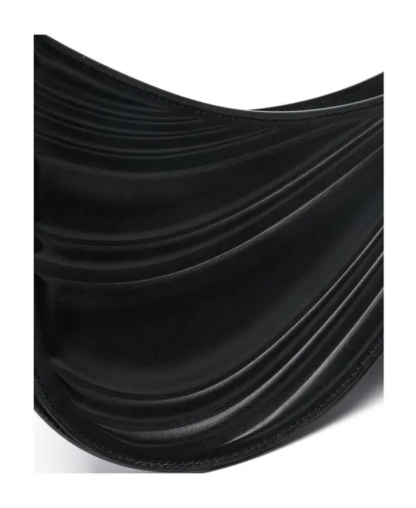 MUGLER Logo Plaque Shoulder Bag - Black