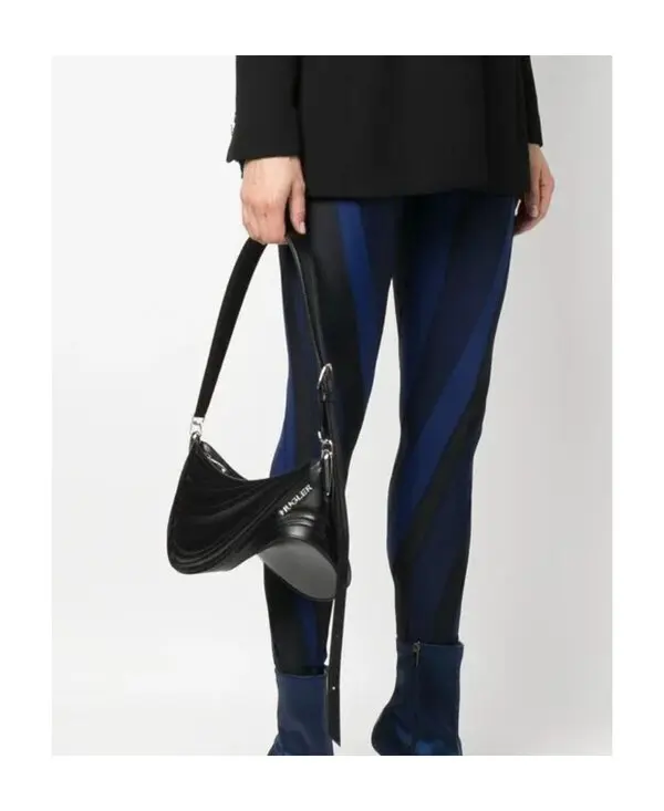 MUGLER Logo Plaque Shoulder Bag - Black