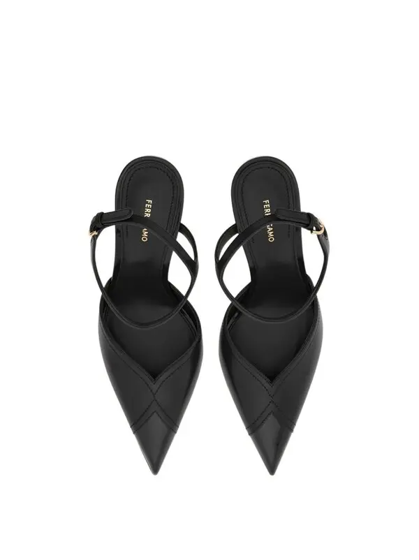 FERRAGAMO 95mm Leather Pointed Toe Pumps